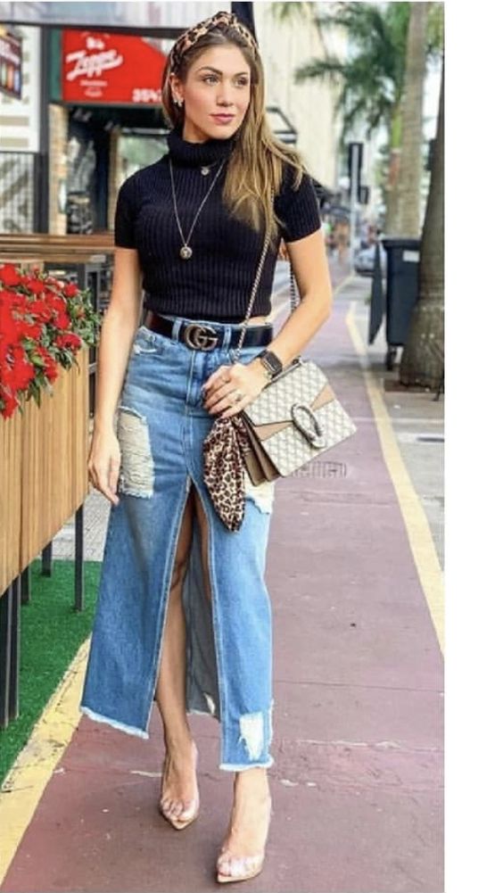 Saia jeans fenda na frente: como usar - Estilo Próprio By Sir